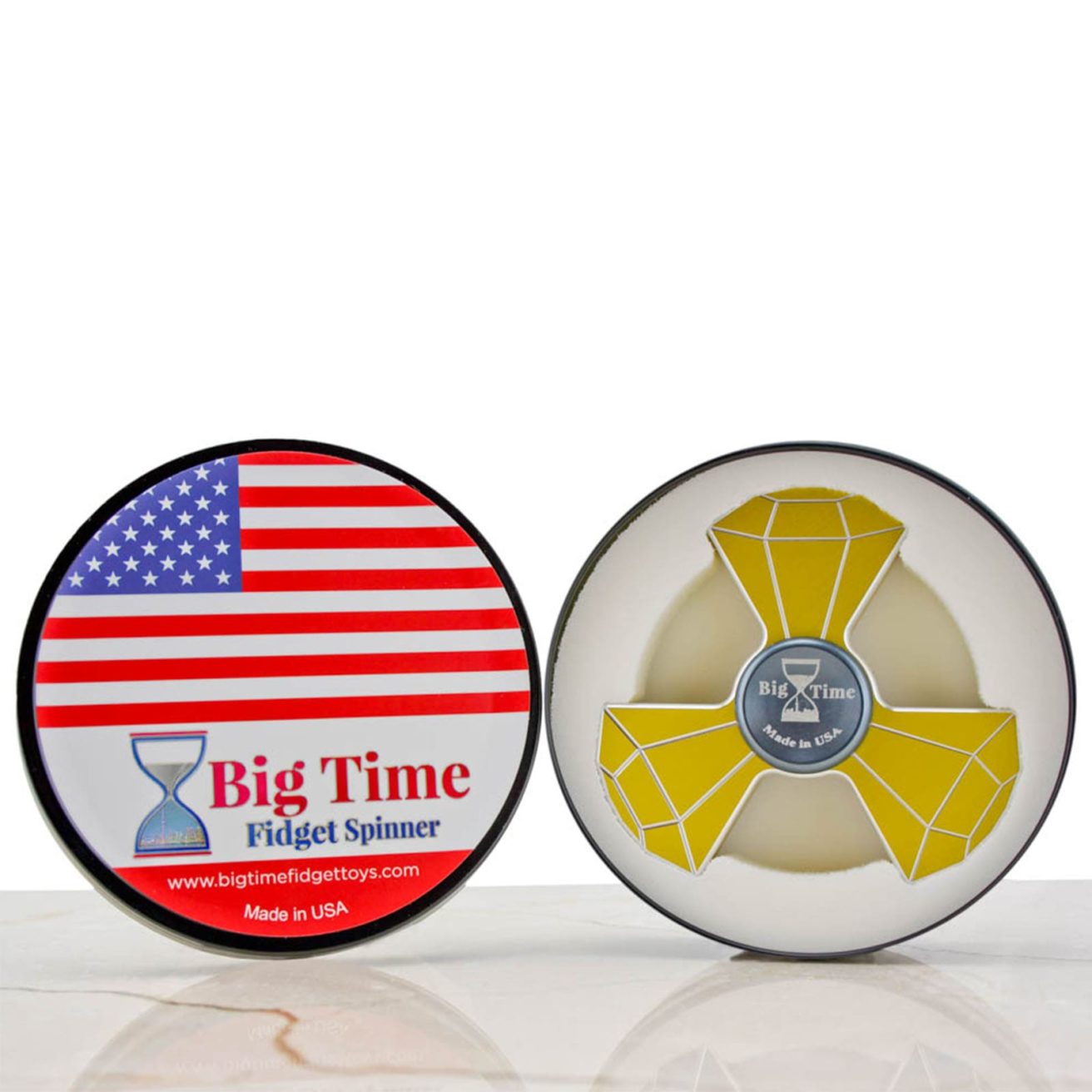Big Time Metal Fidget Spinner Toy - Made in the USA - Yellow