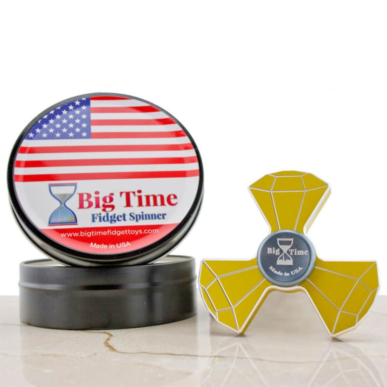 Big Time Metal Fidget Spinner Toy - Made in the USA - Yellow
